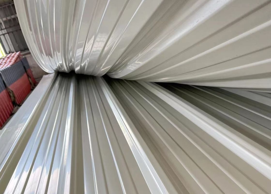 White 1130mm Width PVC Roof Tiles Green Environment Corrugated Roofing ...